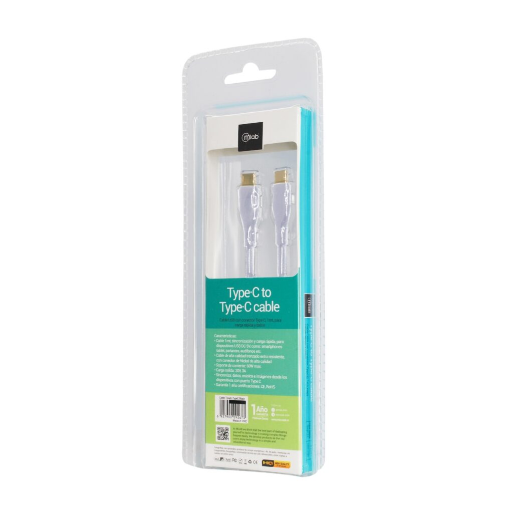 Cable USB Tipo C a Tipo C Gris – Mlab – MCI Electronics